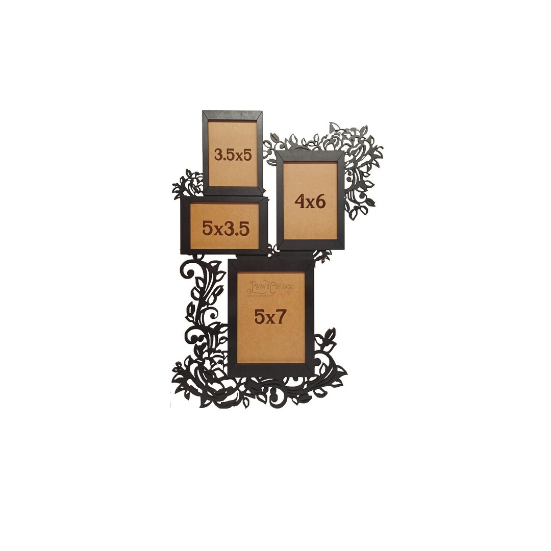 Ornate Flower 4 Photo Collage Frame Painted Photo Frame, Family Photo ...