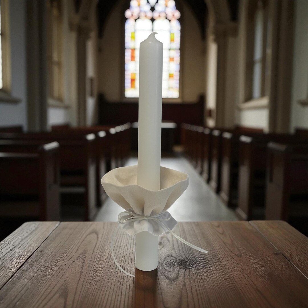 Communion Candle Cloth With Linen and Guardian Angel Cream White - Etsy