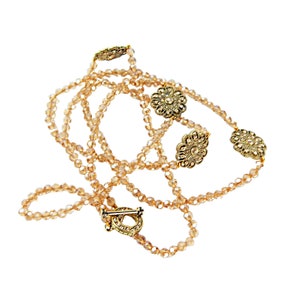 Heidi Daus Crystal Bead Necklace Long Rope With Rhinestone Flower ...