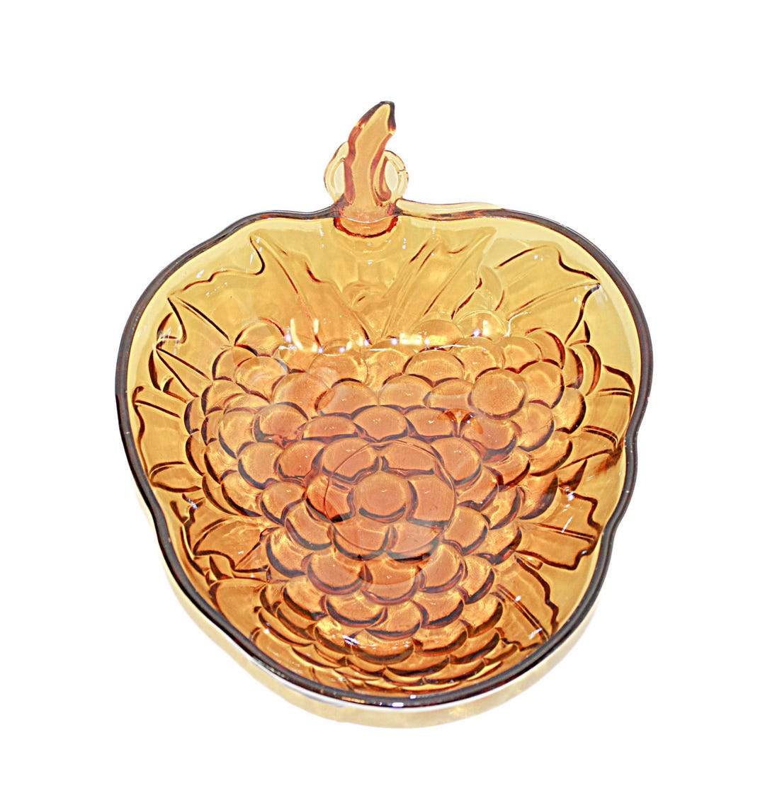 Indiana Glass Grapes Large Fruit Bowl Amber Color Vintage Home - Etsy