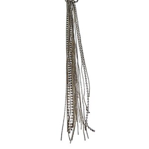 Multi Strand Chains Extra Long Tassel Necklace, 12 Strand Silver Tone ...