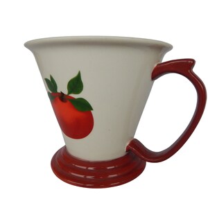 Large Red Apple Measuring Cup Pitcher Pedestal Ceramic Vintage Kitchen ...