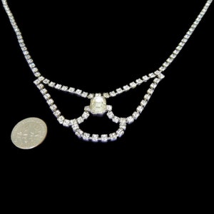 Crystal Rhinestone Swag Choker Necklace Emerald Cut Center Stone ...