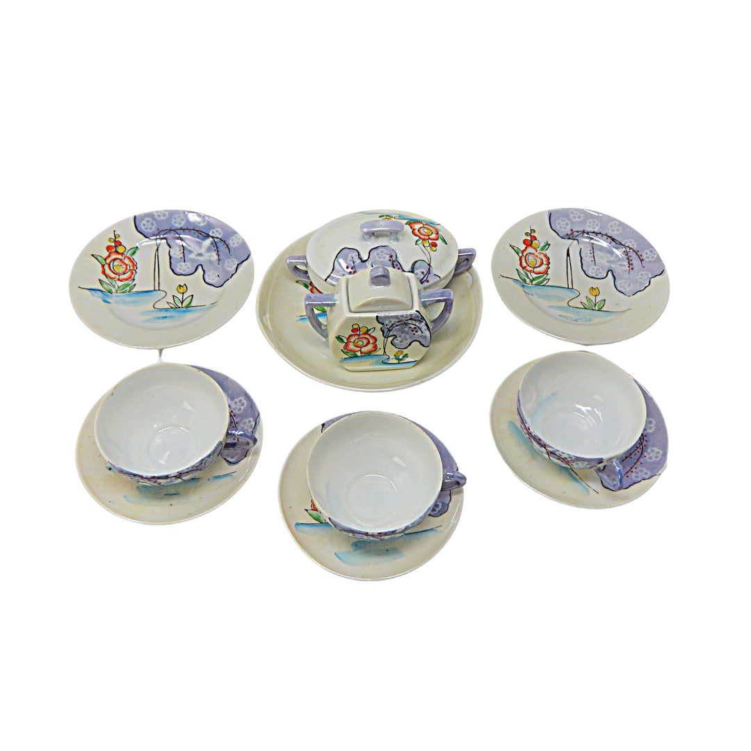 Miniature Japanese Lusterware Tea Set With Moriage Accents Made of Fine ...