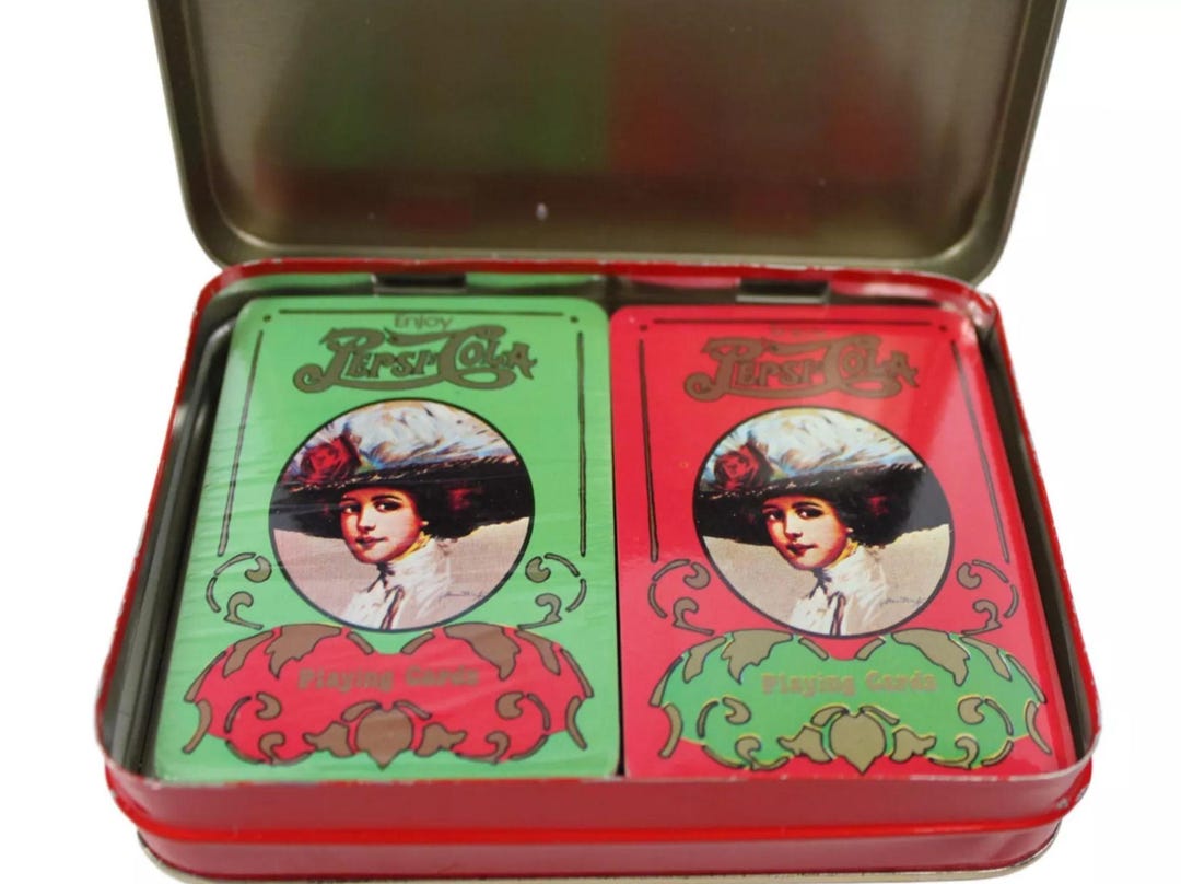 Pepsi Cola Playing Card Set Victorian Ladies Two Decks in Tin Vintage ...