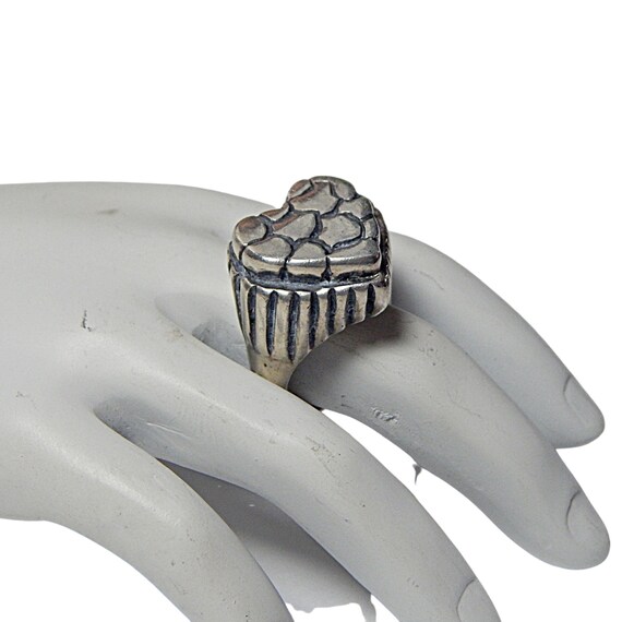 Sterling Silver Chunky Nugget Ring Heart Shape Black … - Gem