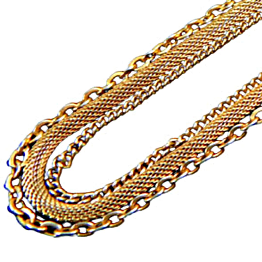 Multi Strand Mesh and Chains Necklace in Gold Tone Vintage Jewelry - Etsy