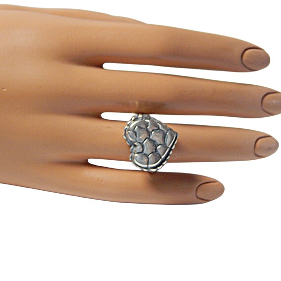 Sterling Silver Chunky Nugget Ring Heart Shape Black … - Gem