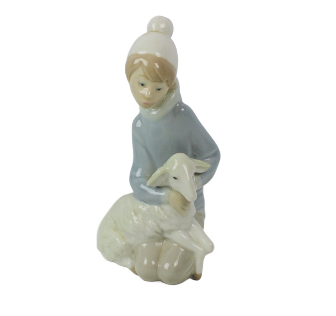 Lladro Porcelain Boy With Lamb Shepard Boy Vintage - Etsy