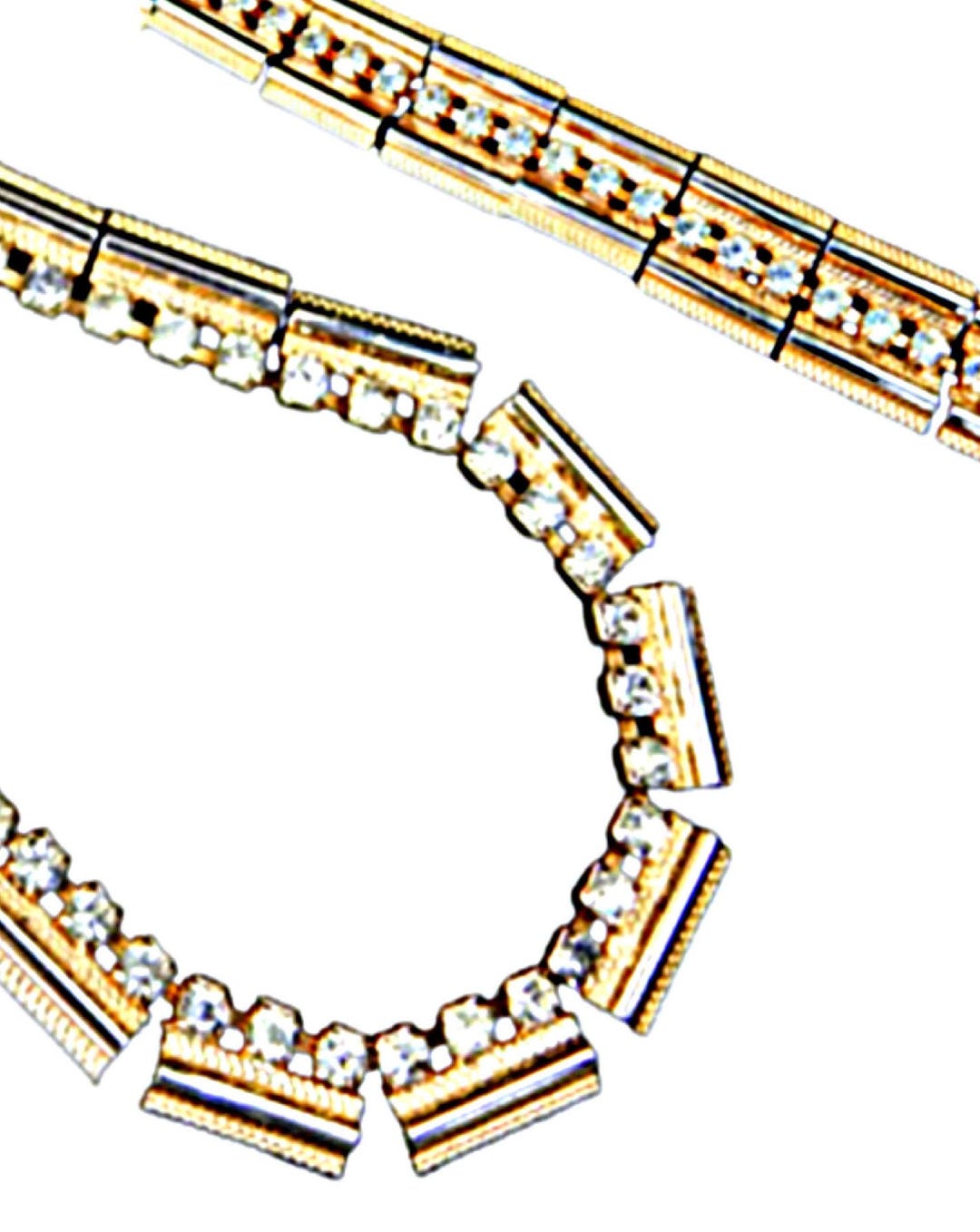 Kramer NY Rhinestone Jewelry Set Choker Panel Link Necklace and ...
