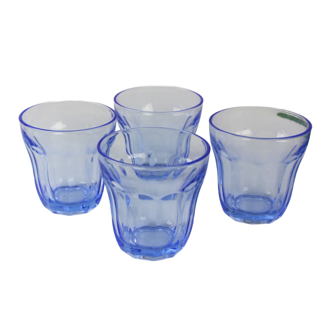 Set of Four Pasabahce Old Fashion Panel Glasses in Baroque Blue, Low ...