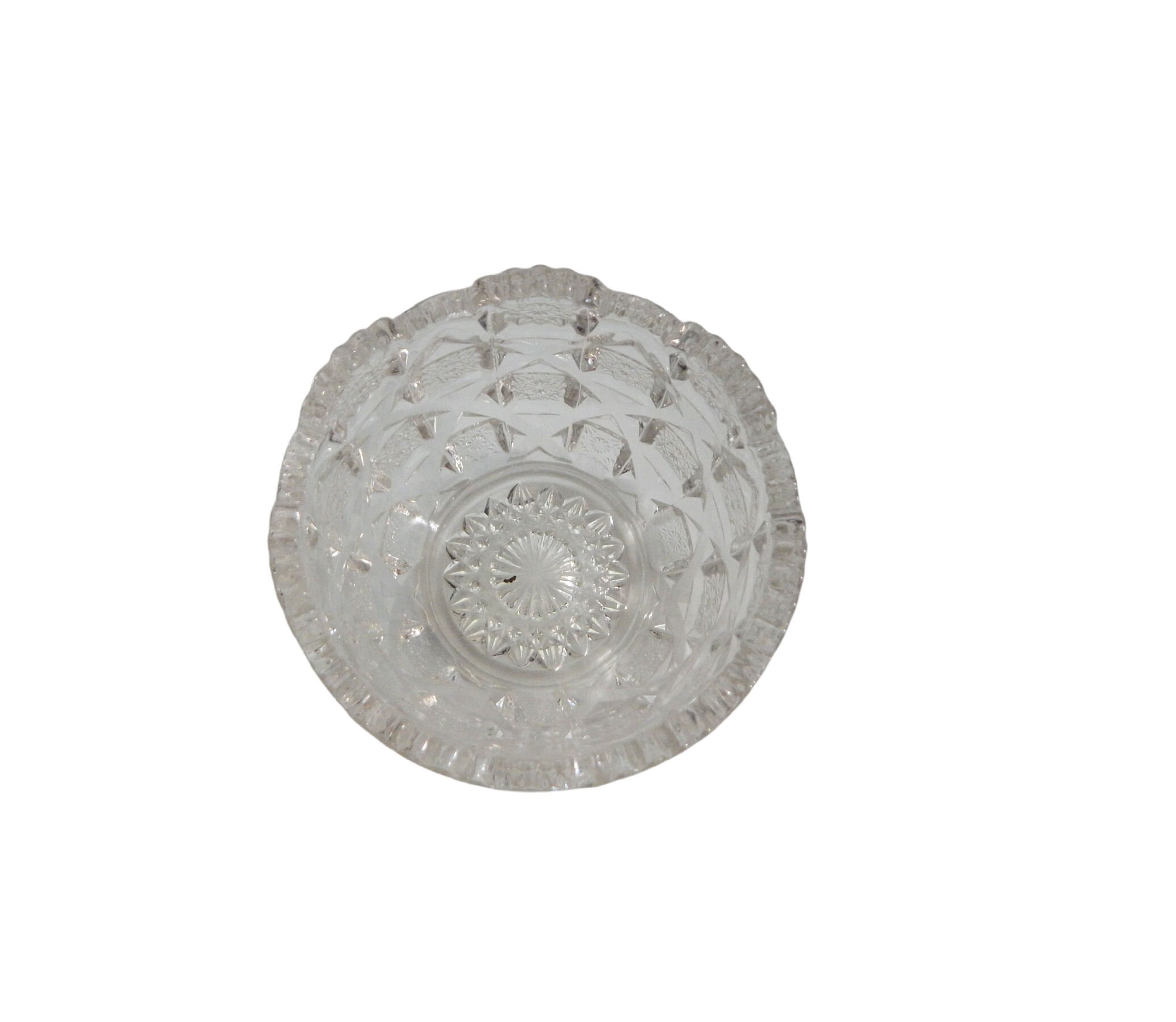 Pressed Glass Rose Bowl Small Scalloped Edged Bowl In Star Etsy