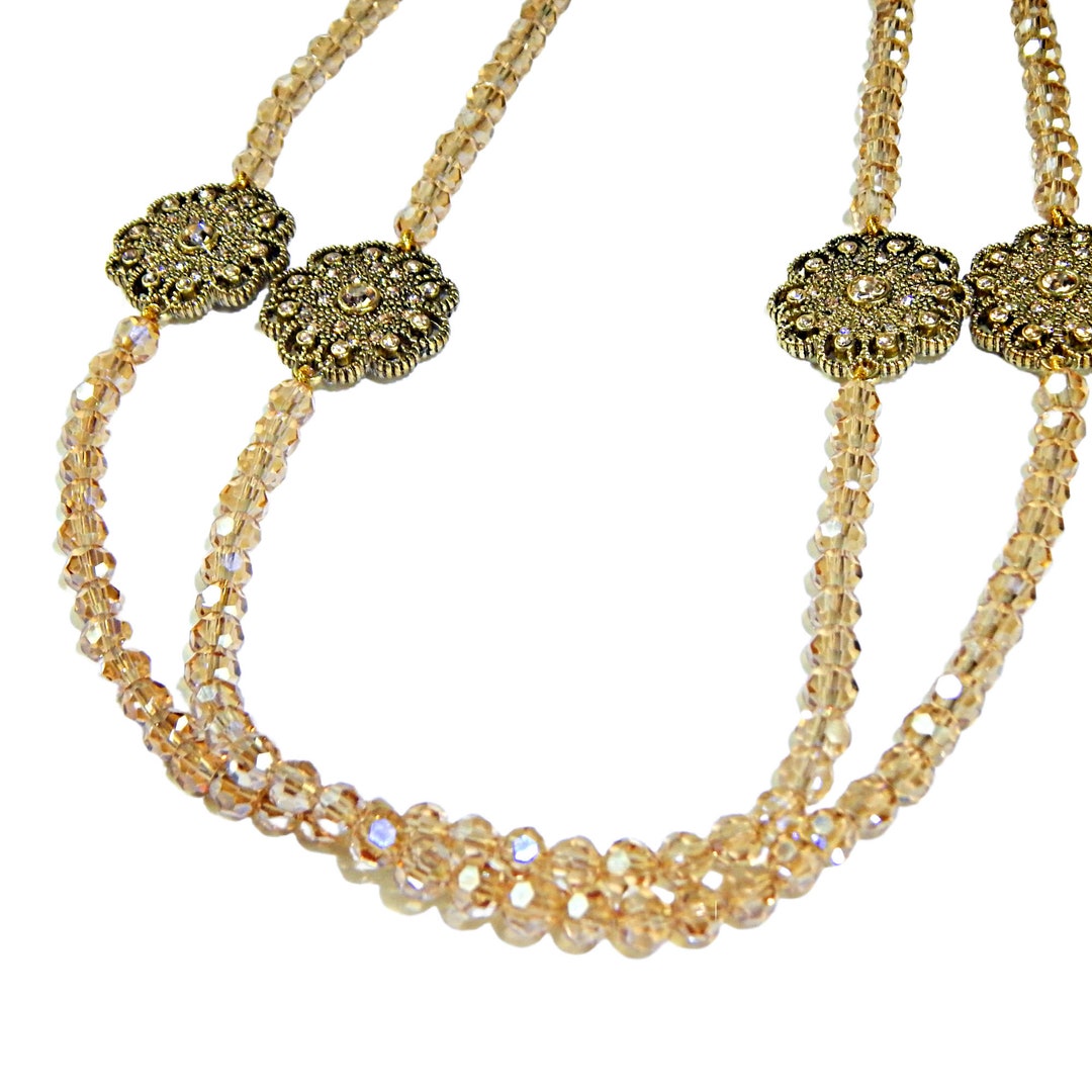 Heidi Daus Crystal Bead Long Rope Necklace With Rhinestone Flower ...