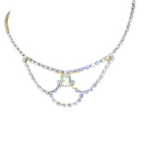 Crystal Rhinestone Swag Choker Necklace Emerald Cut Center Stone ...