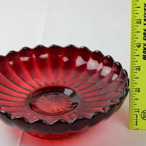 Ruby Red Glass Fluted Footed Candy, Trinket, Nuts, Vanity Dish, Vintage ...