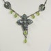 Maltese Cross Pendant Necklace Blue and Green Rhinestones With Dangle ...