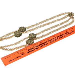 Heidi Daus Crystal Bead Necklace Long Rope With Rhinestone Flower ...