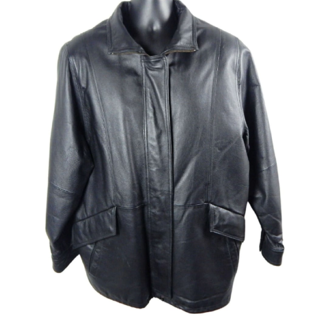 Men's Black Leather Jacket With Zip Out Lining Size M - Etsy
