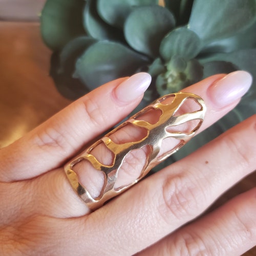 Full Finger Ring Finger Long Ring Long Finger Ring Sterling - Etsy