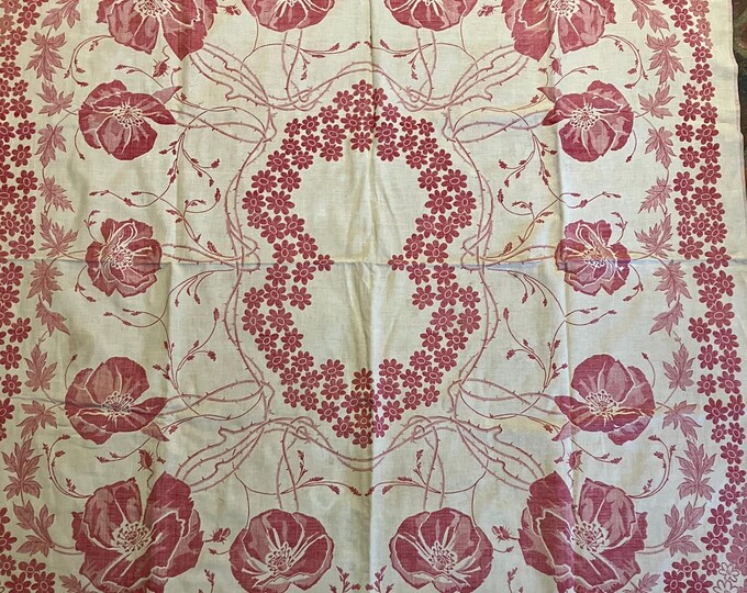Fabulous French 1920s Poppy Motif Cream and Red Table Throw - Etsy
