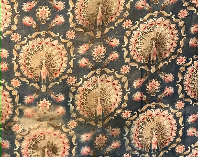Lovely Piece of French 1920s Printed Cotton Peacock Fabric - Etsy