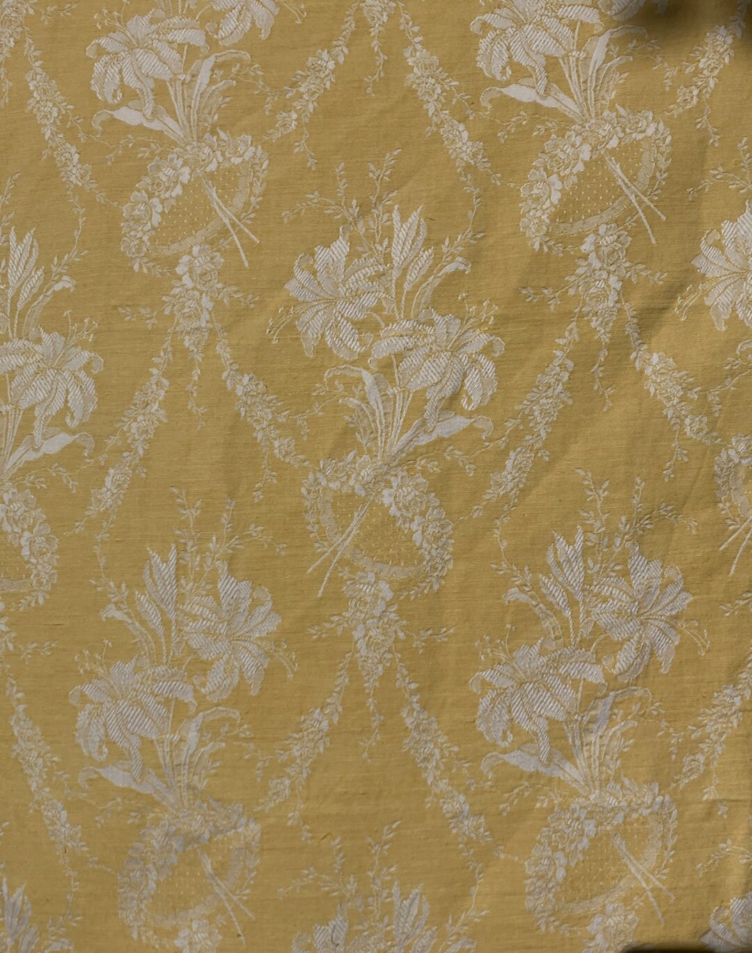 Lovely Piece of French Pale Yellow 1930s Jacquard Toile De Matelas With ...