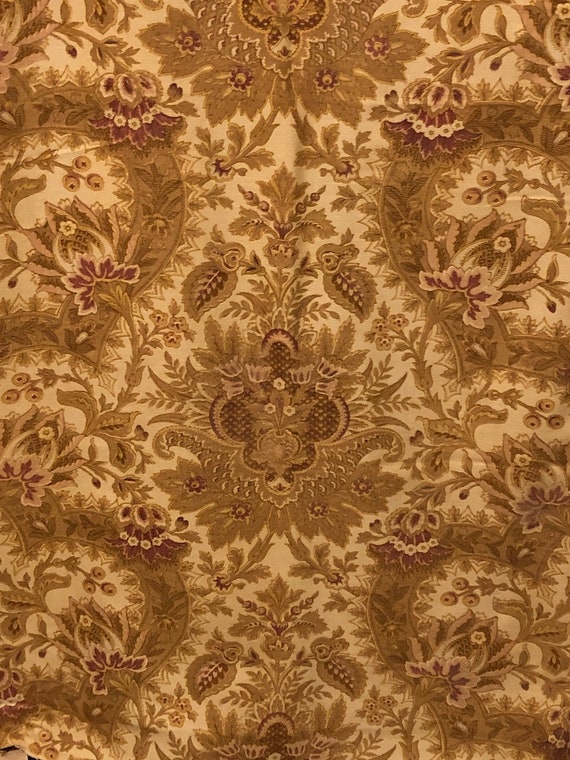 Wonderful French Antique Damask Pattern Printed Fabric - Etsy