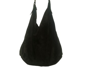 Slouch Bag.large TOTE Leather Bag in BLACK. Soft Natural Suede | Etsy