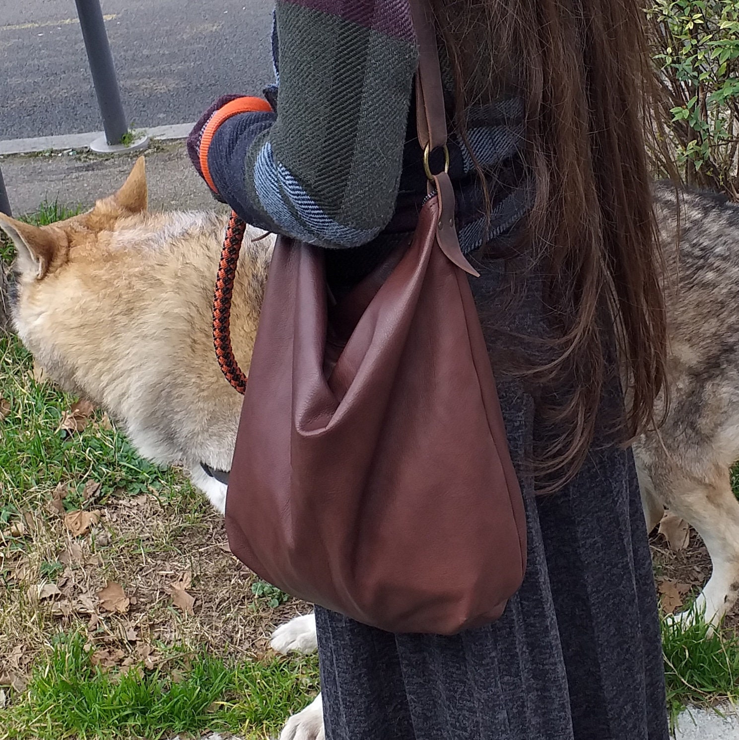 Handmade Brown Leather Hobo Bag | Etsy