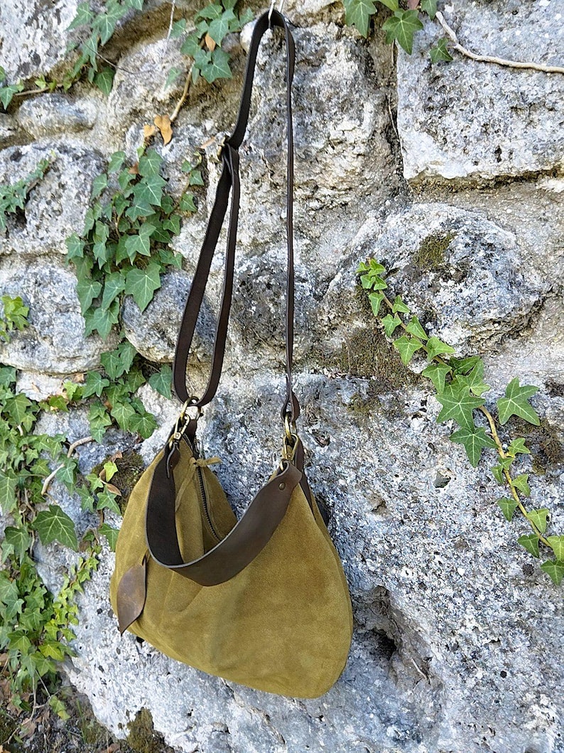 Handmade Olive Green Suede Medium Size Hobo Bag - Etsy