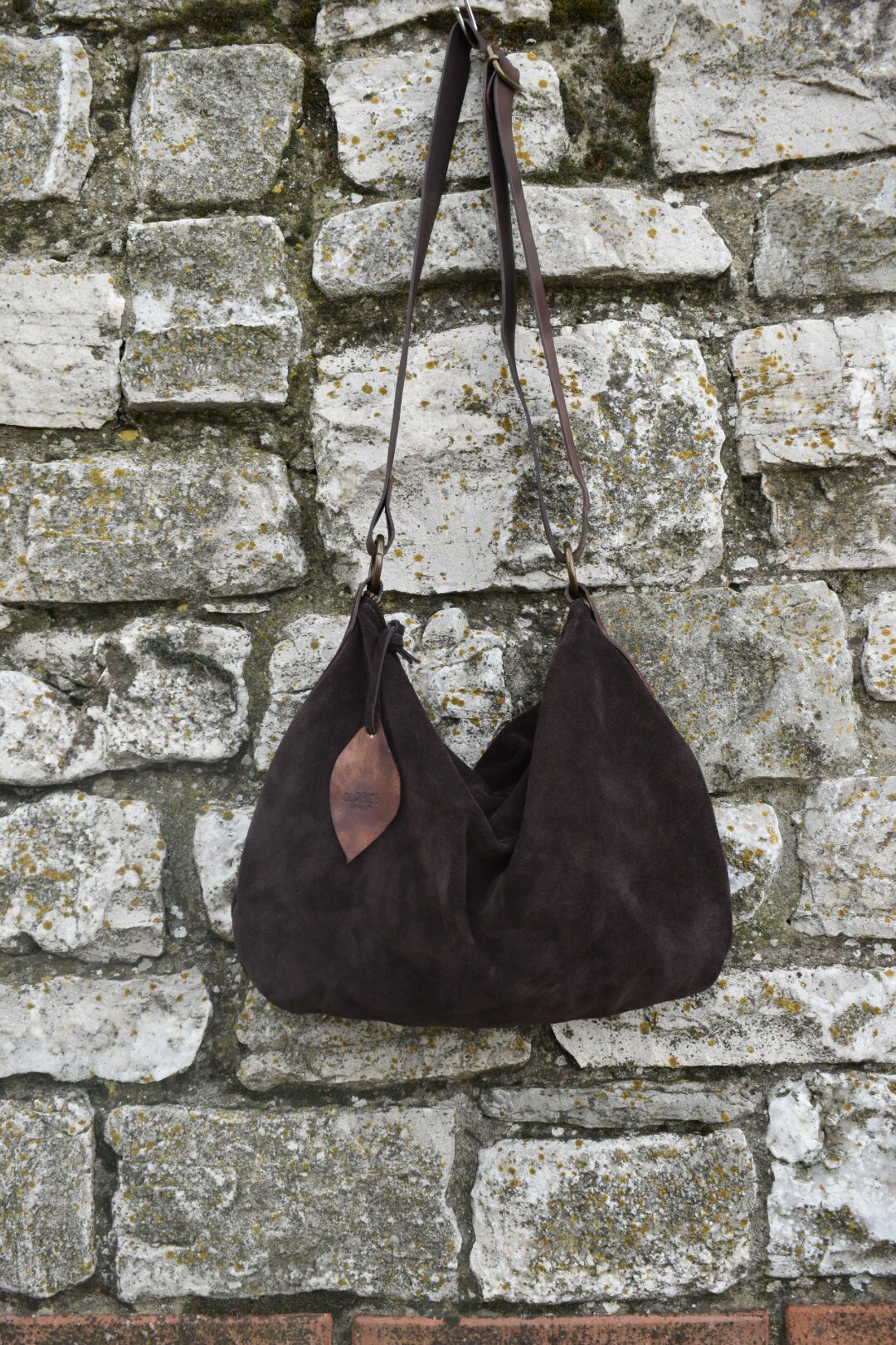 Handmade Dark Brown Suede Hobo Bag - Etsy