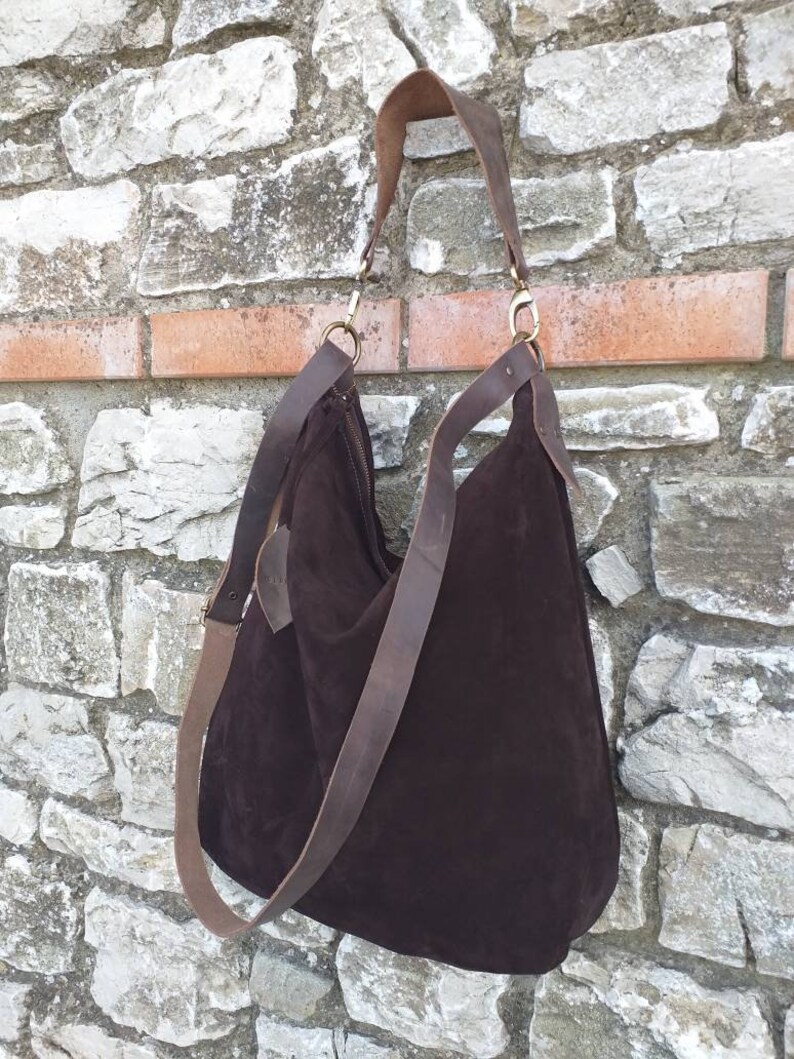 Handmade Brown Suede Hobo Bag - Etsy