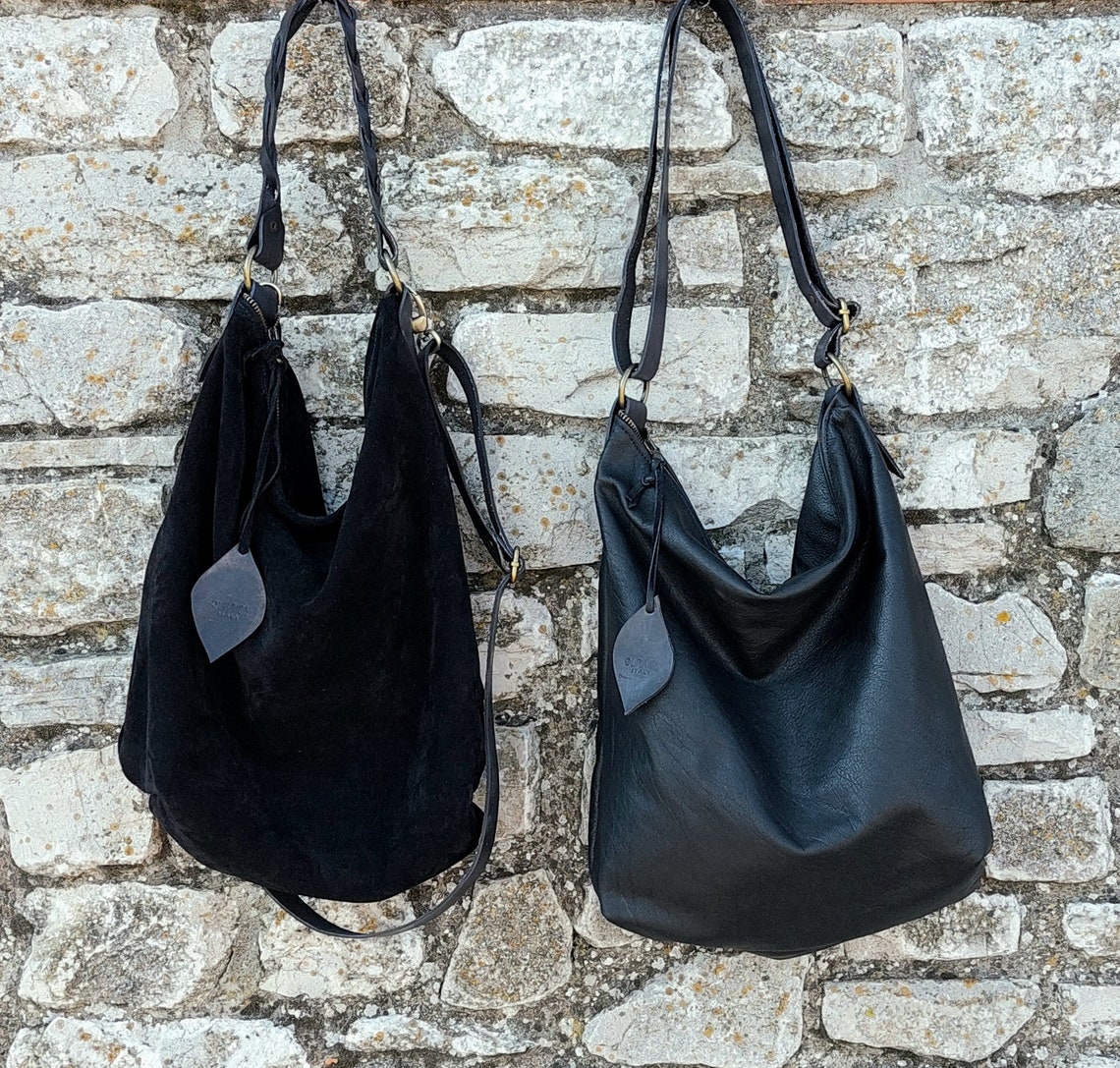 Handmade Black Suede Hobo Bag - Etsy