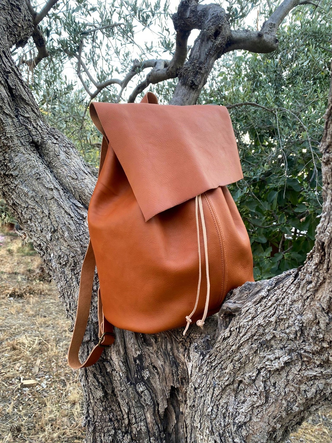 Soft Orange Leather Backpack - Etsy