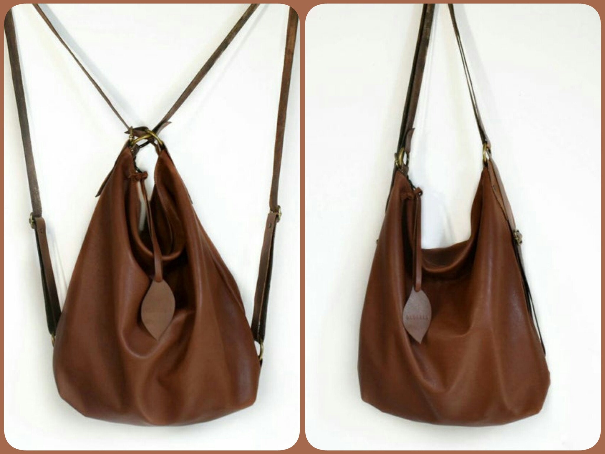 Leather Hobo Bag Bag/backpack Convertible Handmade Leather Bag | Etsy