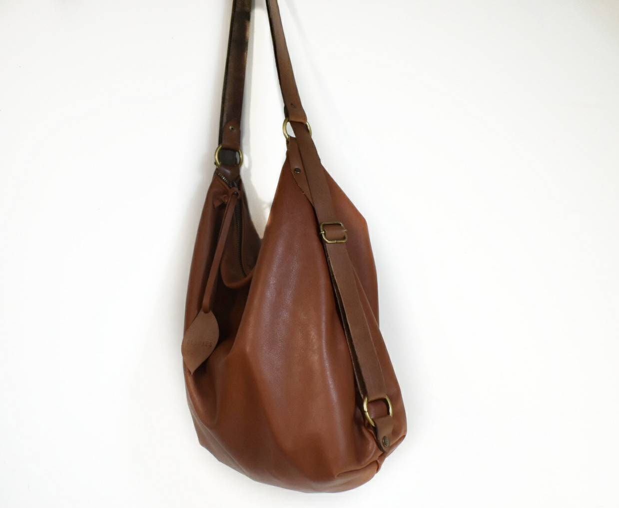 Leather Hobo Bag Bag/backpack Convertible Handmade Leather Bag | Etsy