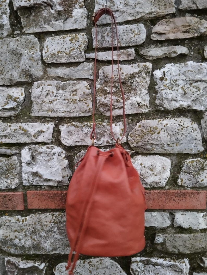 Handmade Tobacco Leather Bucket Bag - Etsy