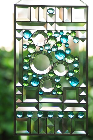 Diamond Grid Stained Glass Window Panel or Cabinet Door Insert - Etsy ...