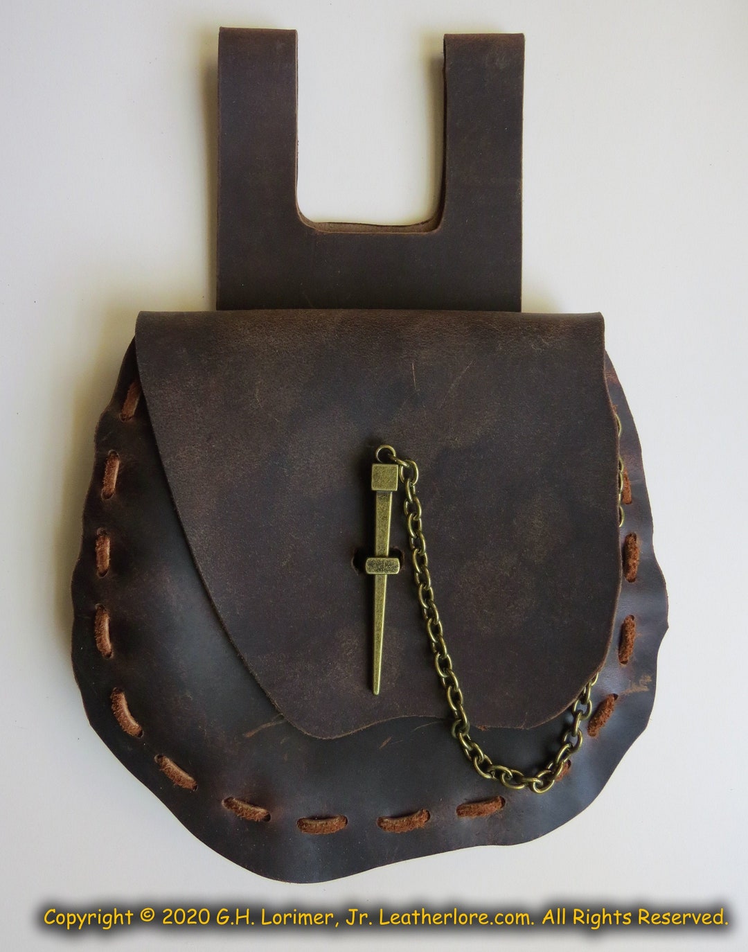 Leather Laced Pouch, Handmade With Dagger Attachment; Renaissance Faire ...