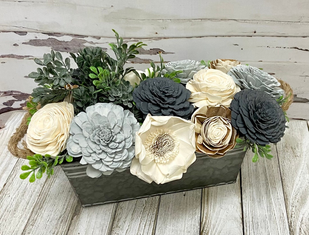 A Slate Gray Container of Sola Wood Flower, Wedding Centerpiece, A Gift ...