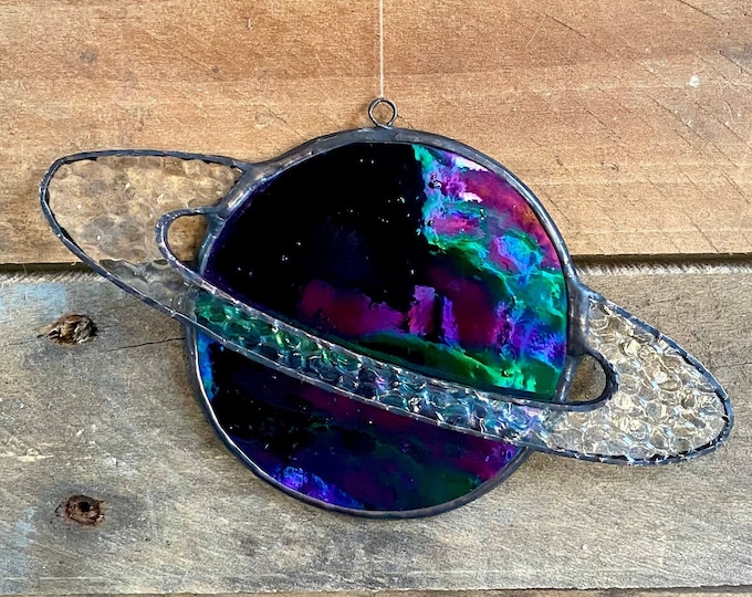 Saturn, Planet, Stained Glass Planet, Glass Saturn, Space Suncatcher ...