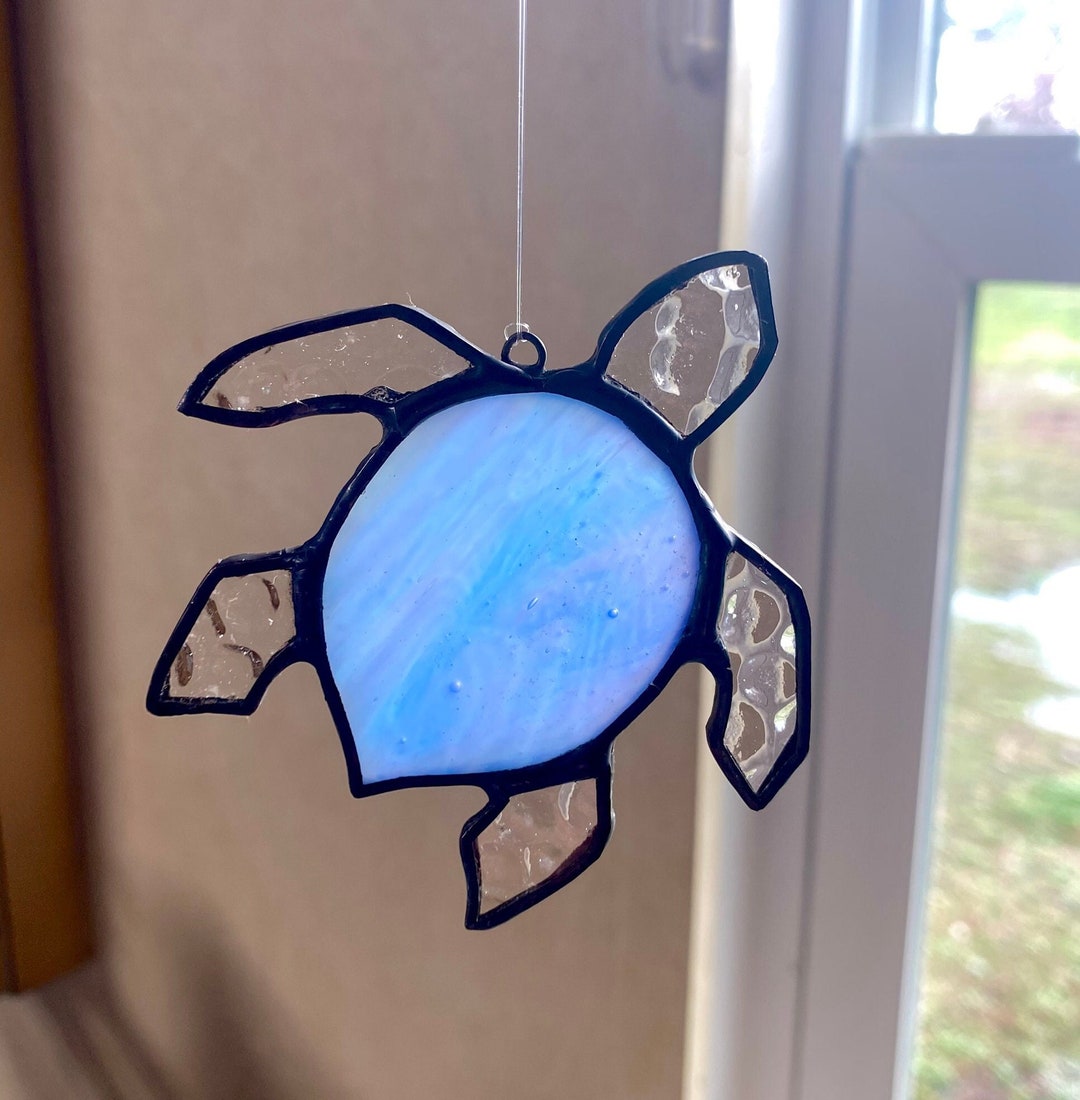 Sea Turtle Stained Glass Sea Turtle Sea Turtle Suncatcher Turtle Ornament Etsy