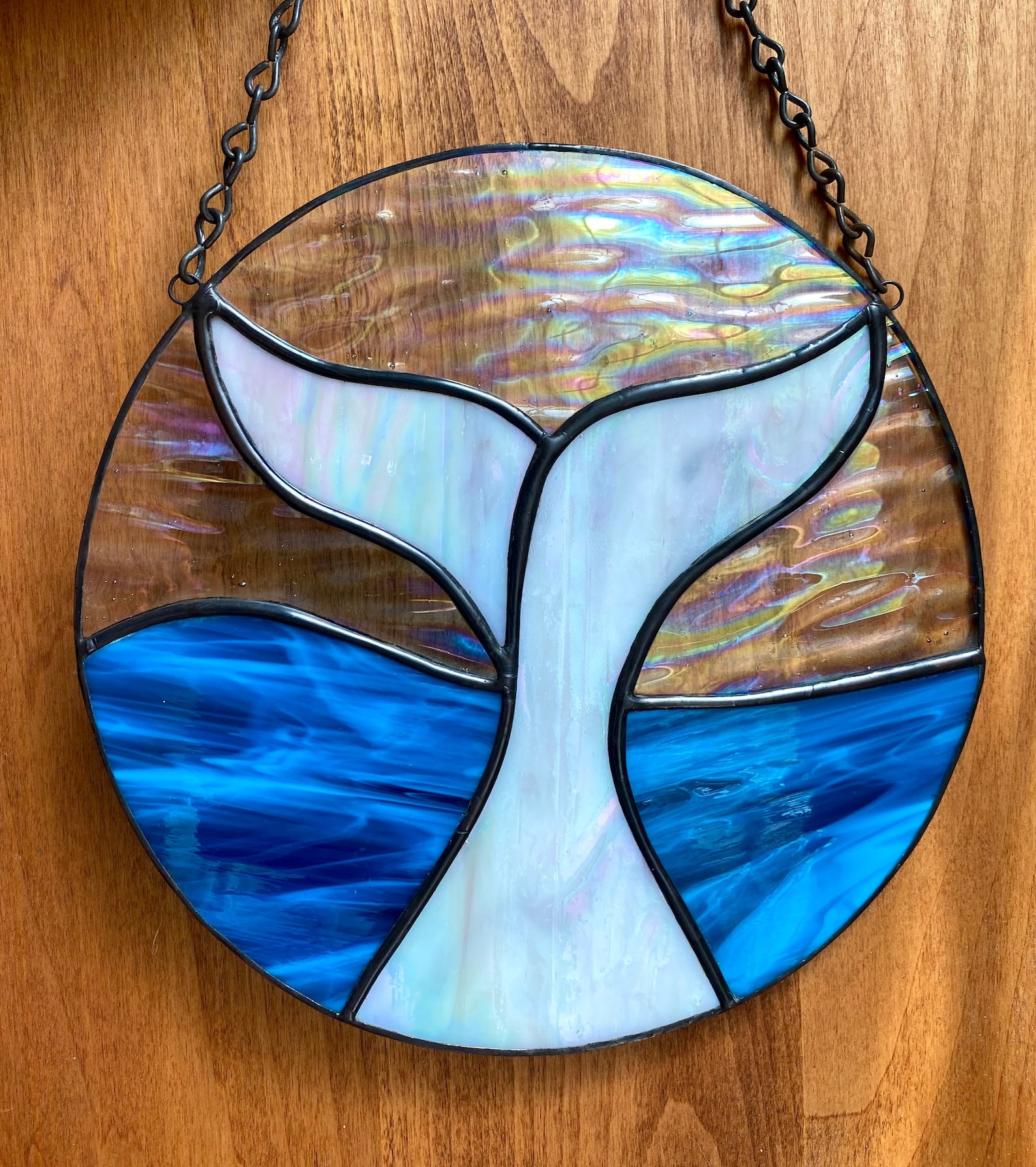 Iridescent Stained Glass Mermaid Tail Suncatcher: Coastal Wall Art - Etsy