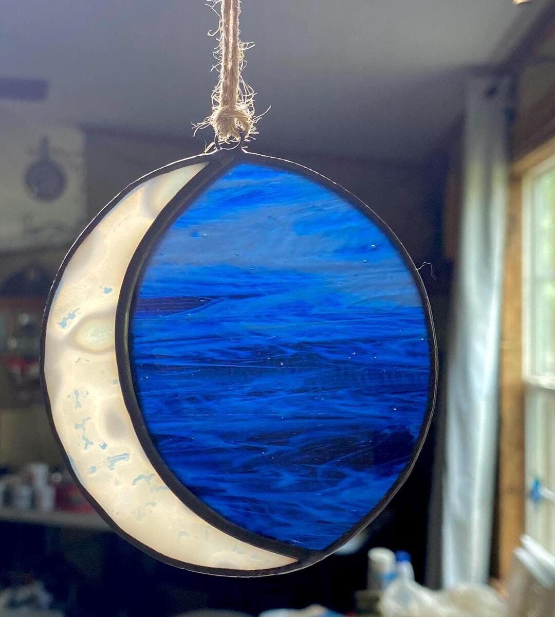 Stained Glass Crescent Moon | Gifts for Moon Lovers - Etsy