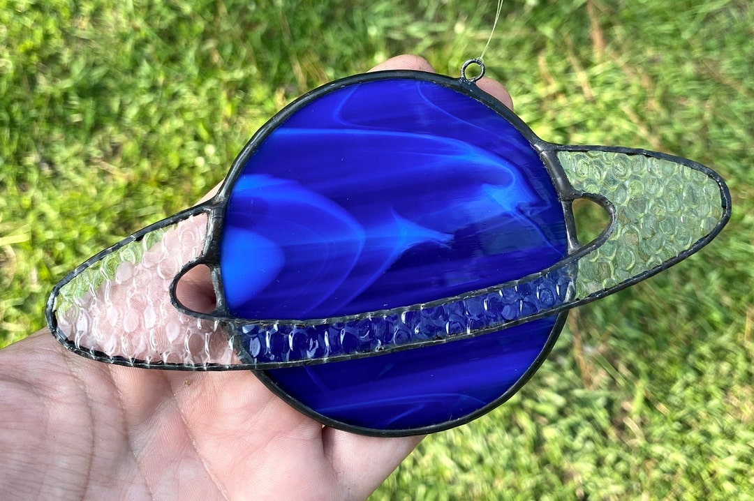 Handmade Stained Glass Planet, Neptune Stained Glass - Etsy
