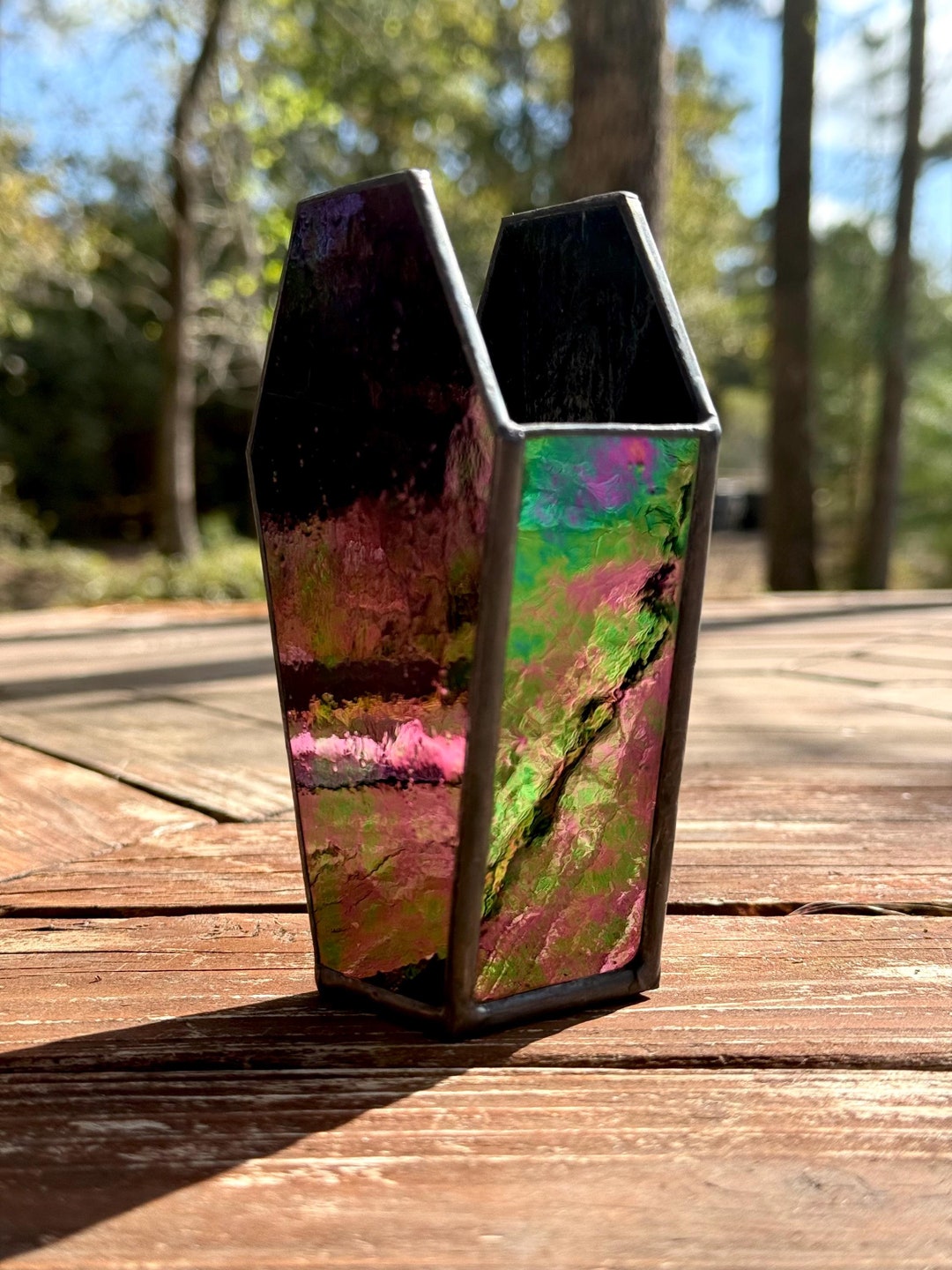 Stained Glass Coffin Makeup Holder | Coffin Organizer | Goth Gift - Etsy