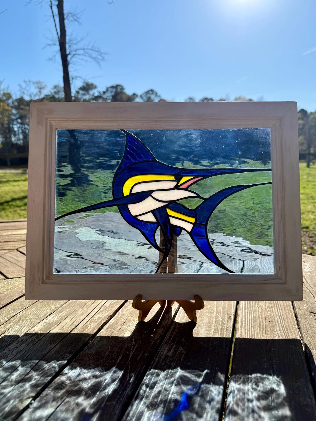 Stained Glass Marlin: Dichroic Glass Eye, Iridescent Sheen - Etsy
