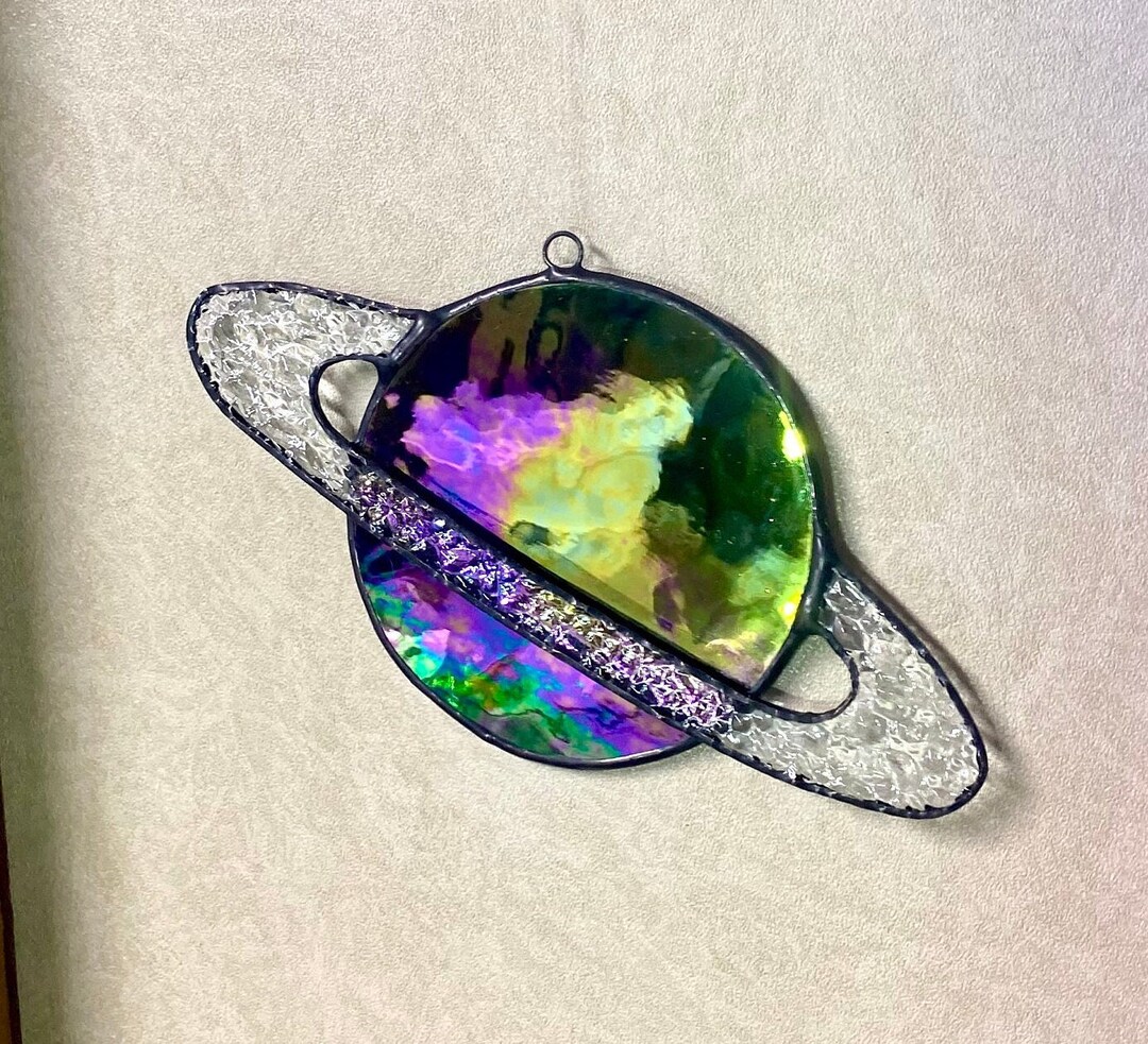 Handmade Stained Glass Planet | Black Saturn | Exoplanet | Rogue Planet ...
