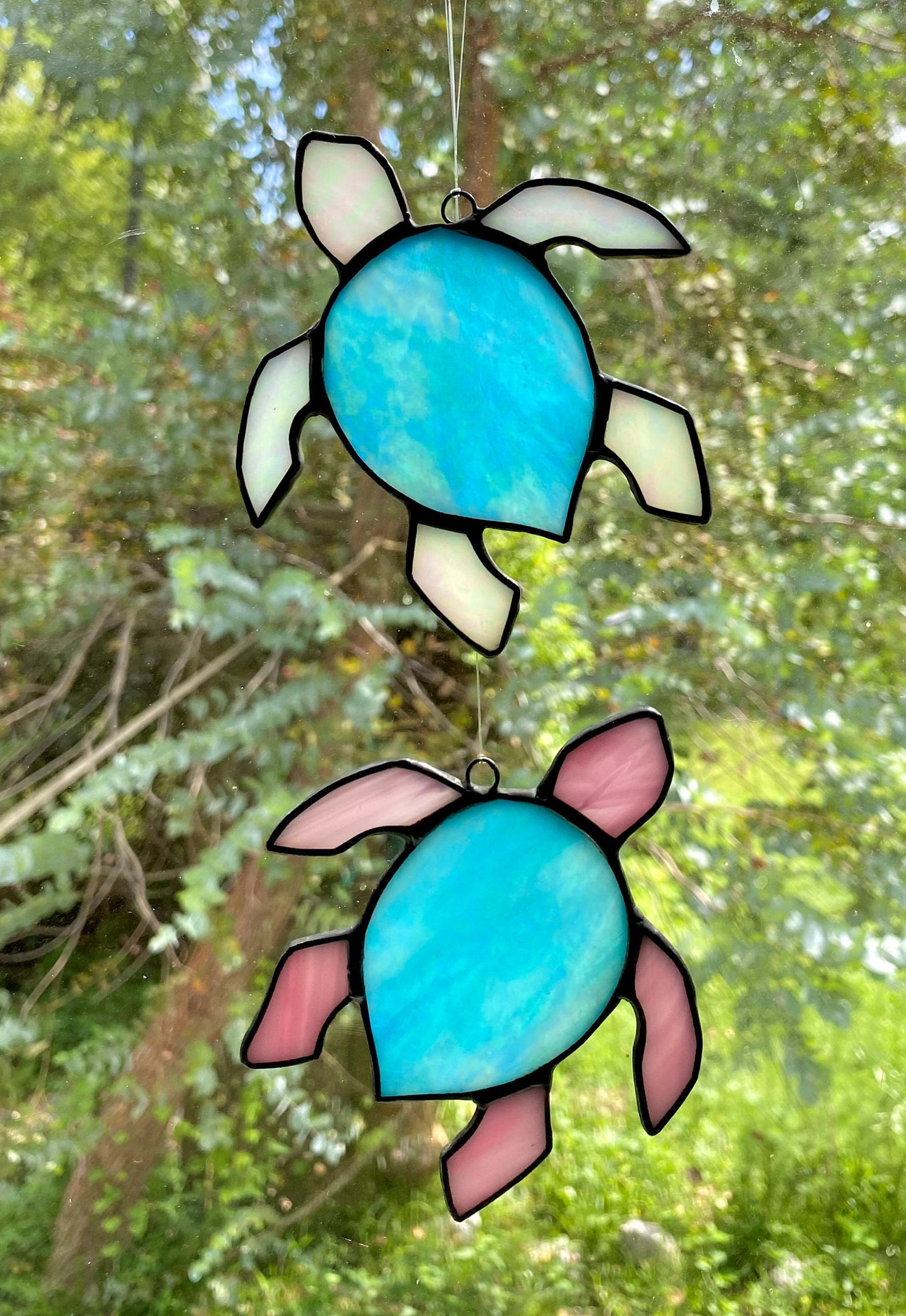 Sea Turtle Stained Glass Sea Turtle Sea Turtle Suncatcher Etsy
