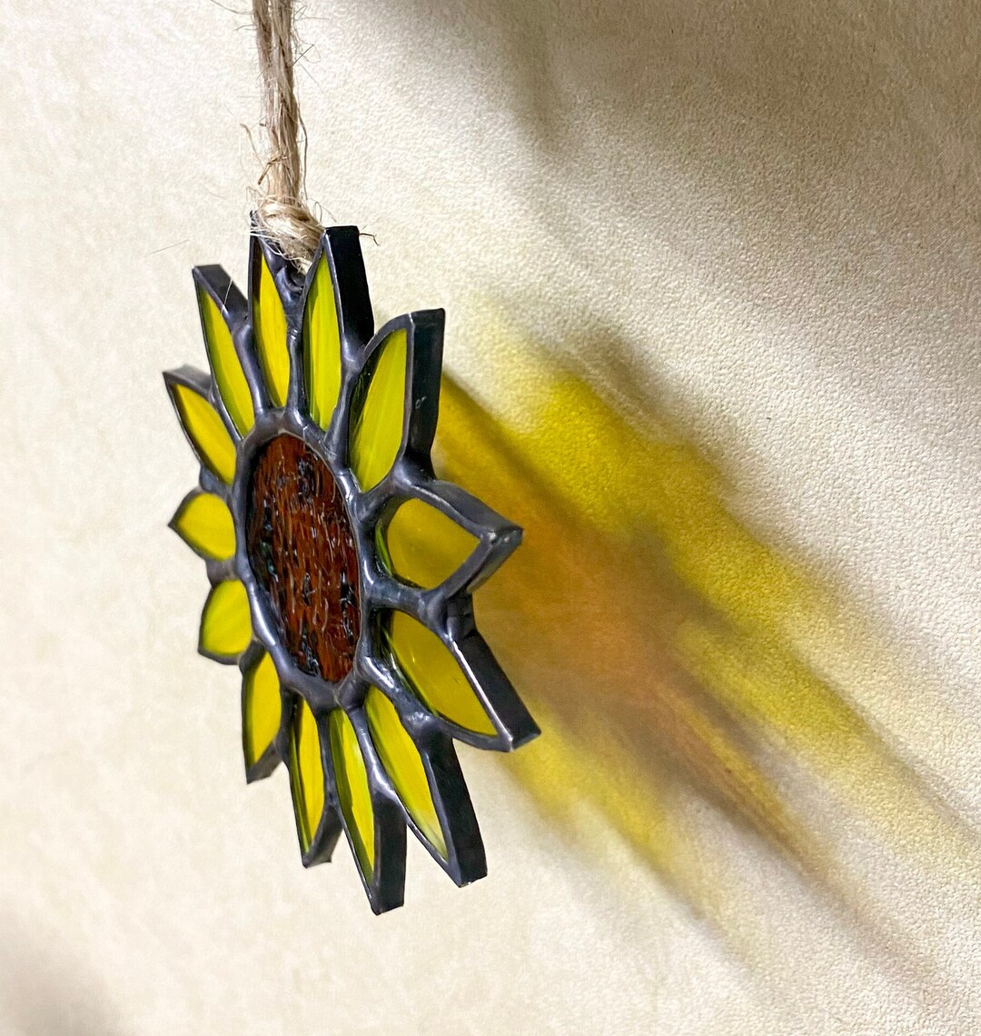 Handmade Stained Glass Sunflower Suncatcher: Vibrant Window Decor - Etsy